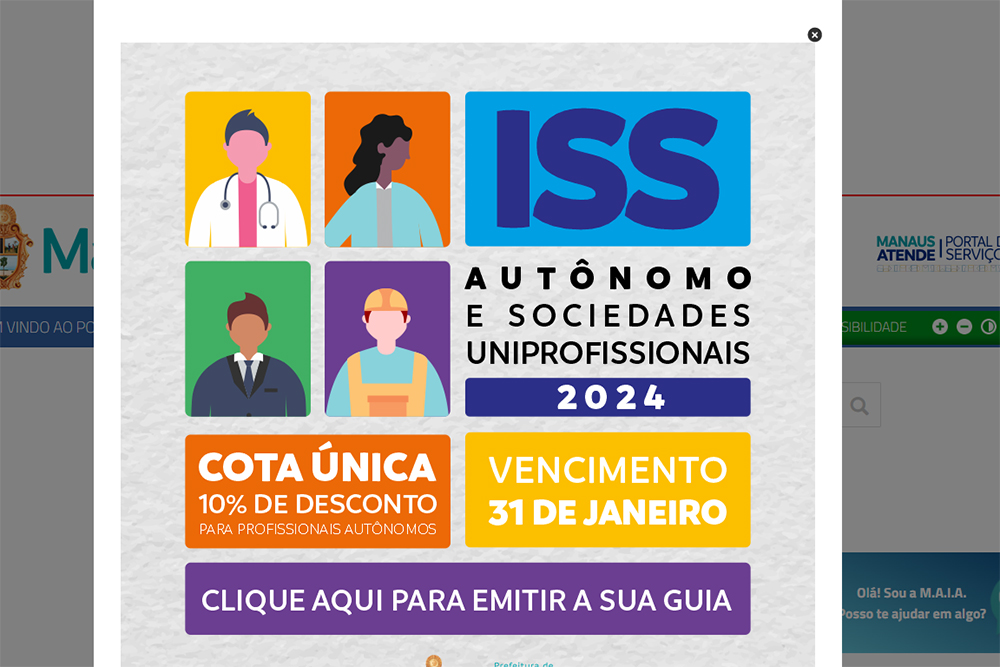 Guia do ISS Autônomo 2024 pode ser emitida no portal Manaus Atende - Portal do Marcos Santos
