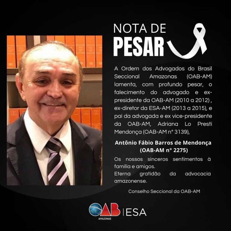 Morre o ex-presidente da OAB-AM Antônio Fábio Barros de Mendonça ...